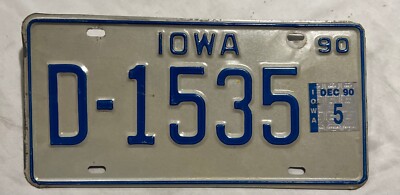 LICENSE PLATE IOWA DEALER 1535 1990 | eBay