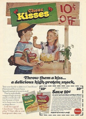 1977 Borden Cheez Kisses Cheese Snack Food vintage Print Ad 70's ...