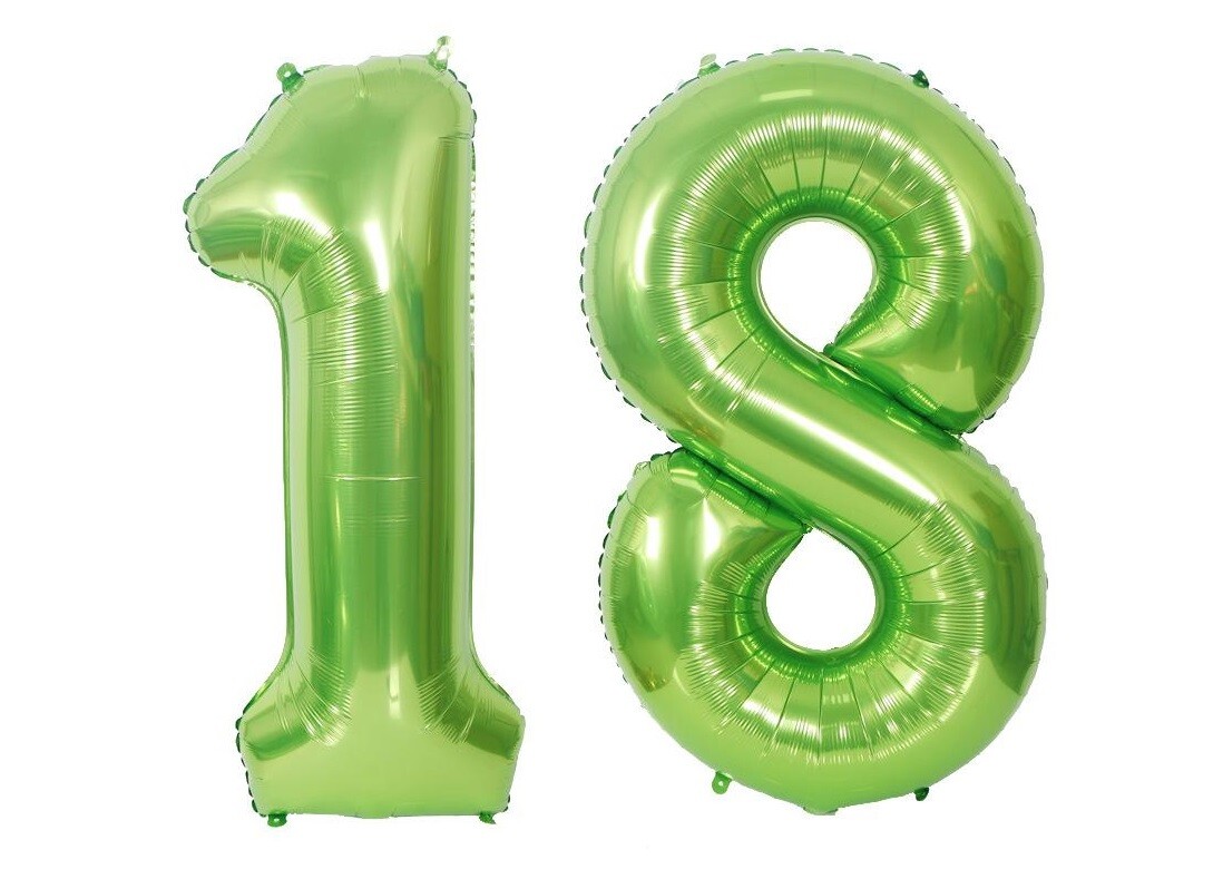 Giant 40" 18 Green Foil Number Balloons Photo Shoot 18th Birthday Float ...