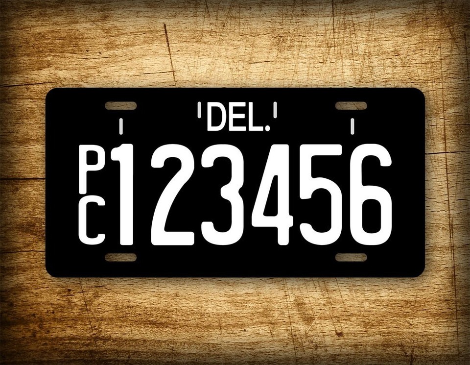 Delaware Black Porcelain License Plate Antique ~CUSTOM~ Replica Vintage ...