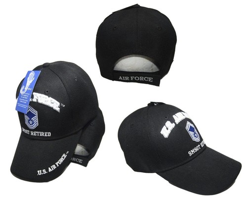 Black US Air Force SMSGT Senior Master Sergeant Retired Veteran Hat ...