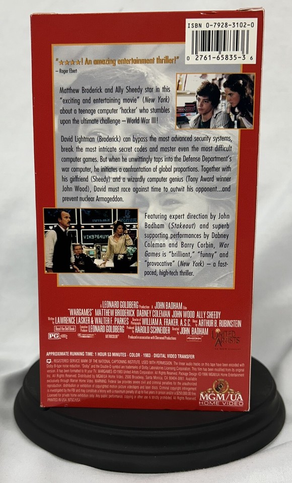 Wargames VHS 1983, 1996 Matthew Broderick Cult Classic ALL VHS BUY 2 ...