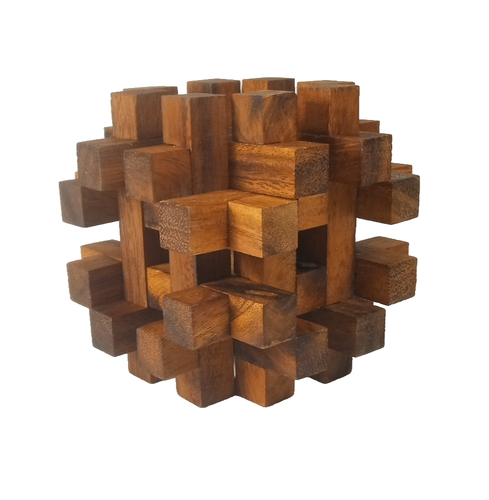 Wooden Interlocking Puzzle - Double Lock A Ball - Captive Ball Brain ...