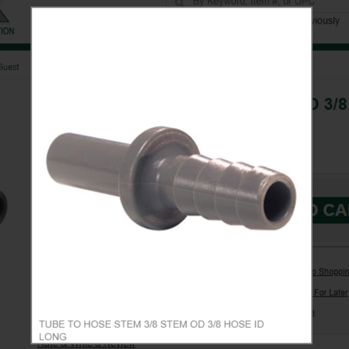 TUBE TO HOSE STEM 3/8 STEM OD 3/8 HOSE ID LONG # PI251212SL | eBay