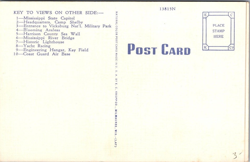 State Map of Mississippi - Postcard | eBay