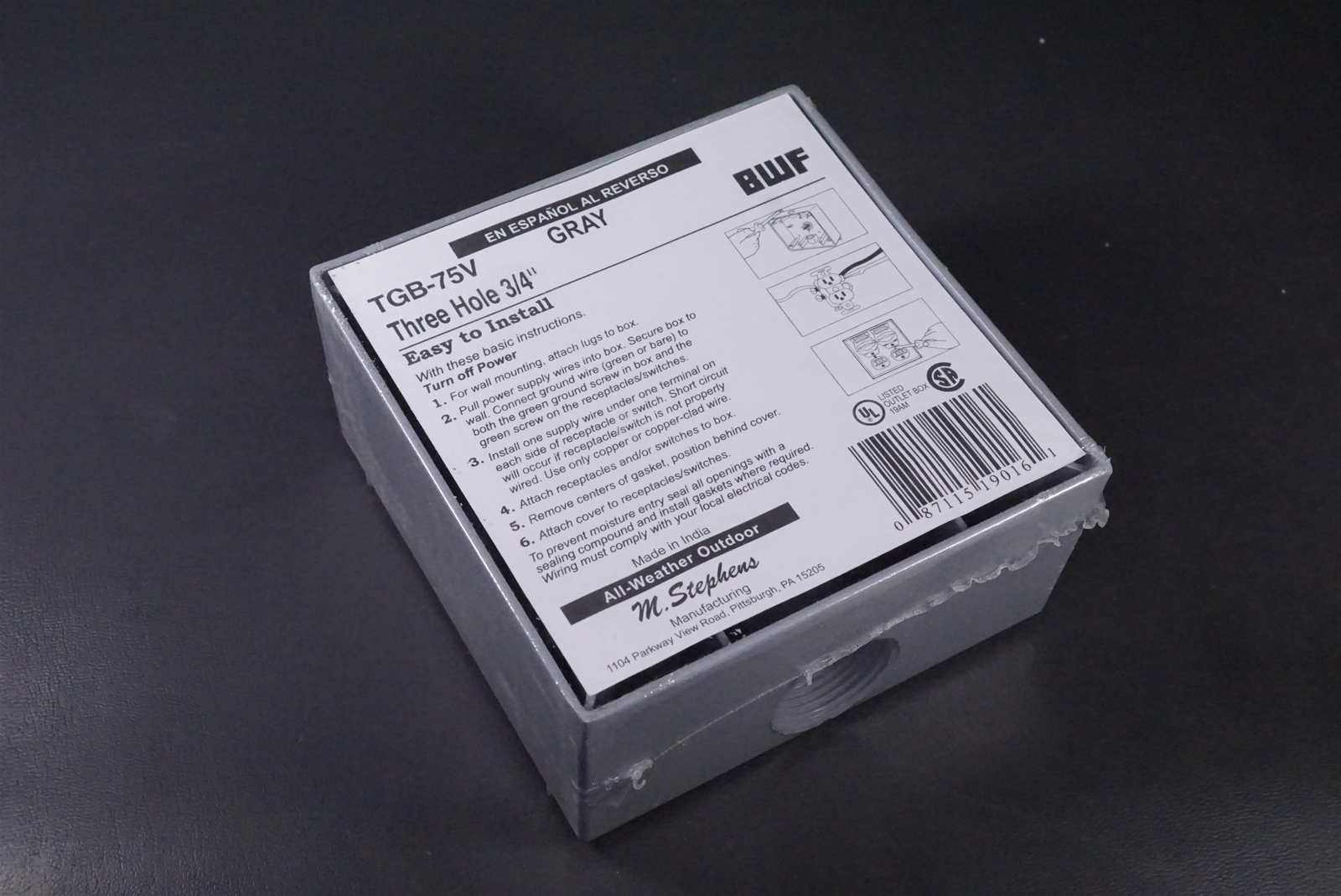 TGB-75V BWF 2 Gang Electrical Box Weatherproof Lug Mount 2" Deep 3x 3/4 ...