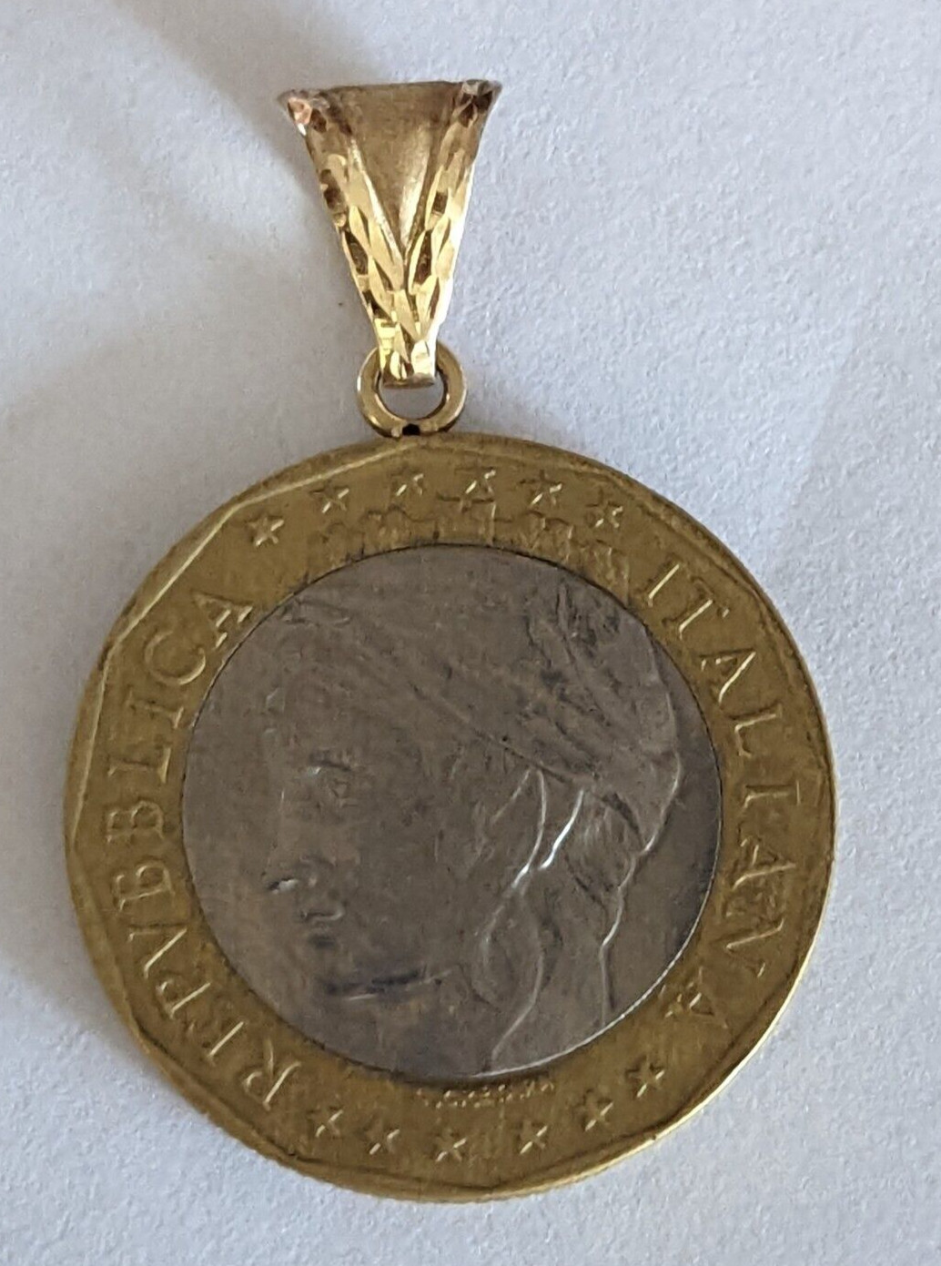 14k Repvbblica Italiana L.1000 Coin Pendant For Neckl… - Gem