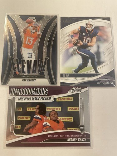Pat Bryant 2025 Rookie Lot: 3 Cards DENVER BRONCOS Bonus Bo Nix Card 💪 ...