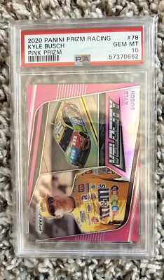 2020 PANINI PRIZM RACING PINK PRIZM 30/ 50 KYLE BUSCH #78 PSA GEM MT 10 ...