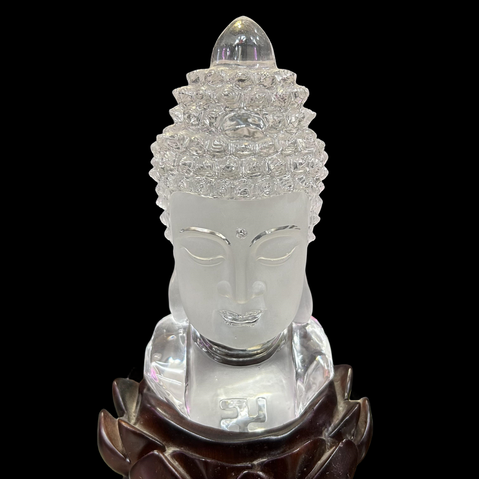 3.8LB Top Natural Clear Crystal Buddha Hand carving Quartz Crystal ...