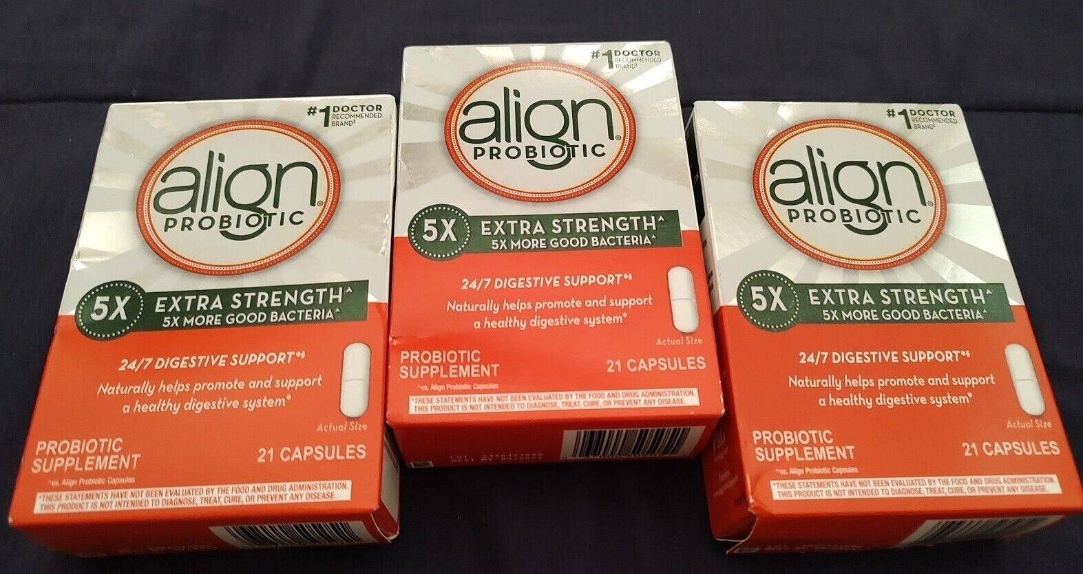 3 NEW!! ALIGN PROBIOTIC SUPPLEMENT EXTRA STRENGTH 5X GOOD BACTERIA 21 ...