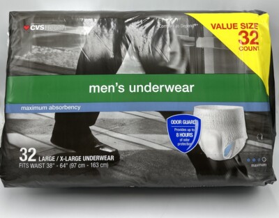 CVS Health Mens Underwear Maximum Absorbency L/XL Size Fits 38" To 64 ...