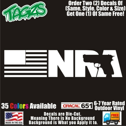 NRA Flag Gun Rifle 2A DieCut Vinyl Window Decal Sticker Car Truck SUV ...