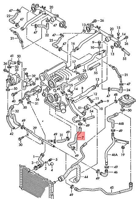 Genuine Volkswagen Coolant Hose NOS Audi A6 Avant S6 quattro Passat ...