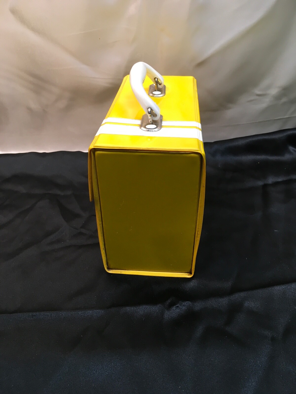 1960's Mod Bag Purse Tote Yellow White Stripes Vinyl - Gem