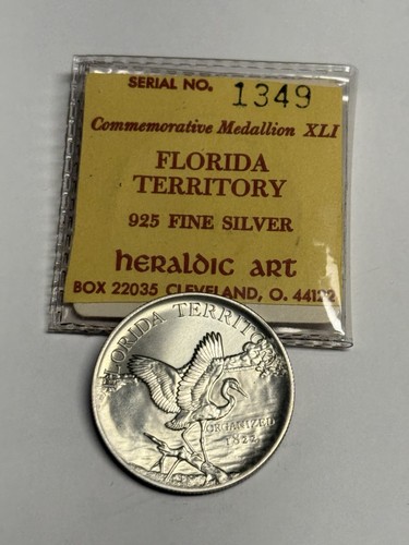 GEM BU ‘Florida Territory’ Sterling Silver Heraldic Art Commemorative ...