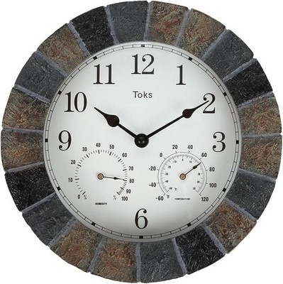 Large Outdoor Indoor Clock, Waterproof Wall Clock with Thermometer | eBay