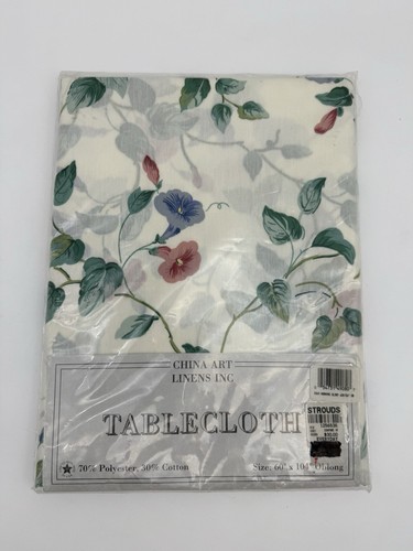 NWT Tablecloth Morning Glory Pattern Floral 60” X 104” China Art Linens ...