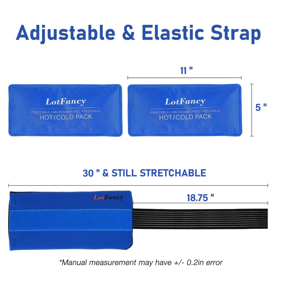 LotFancy Ice Packs for Injuries Reusable, 2 Gel Packs Wrap for Knee ...