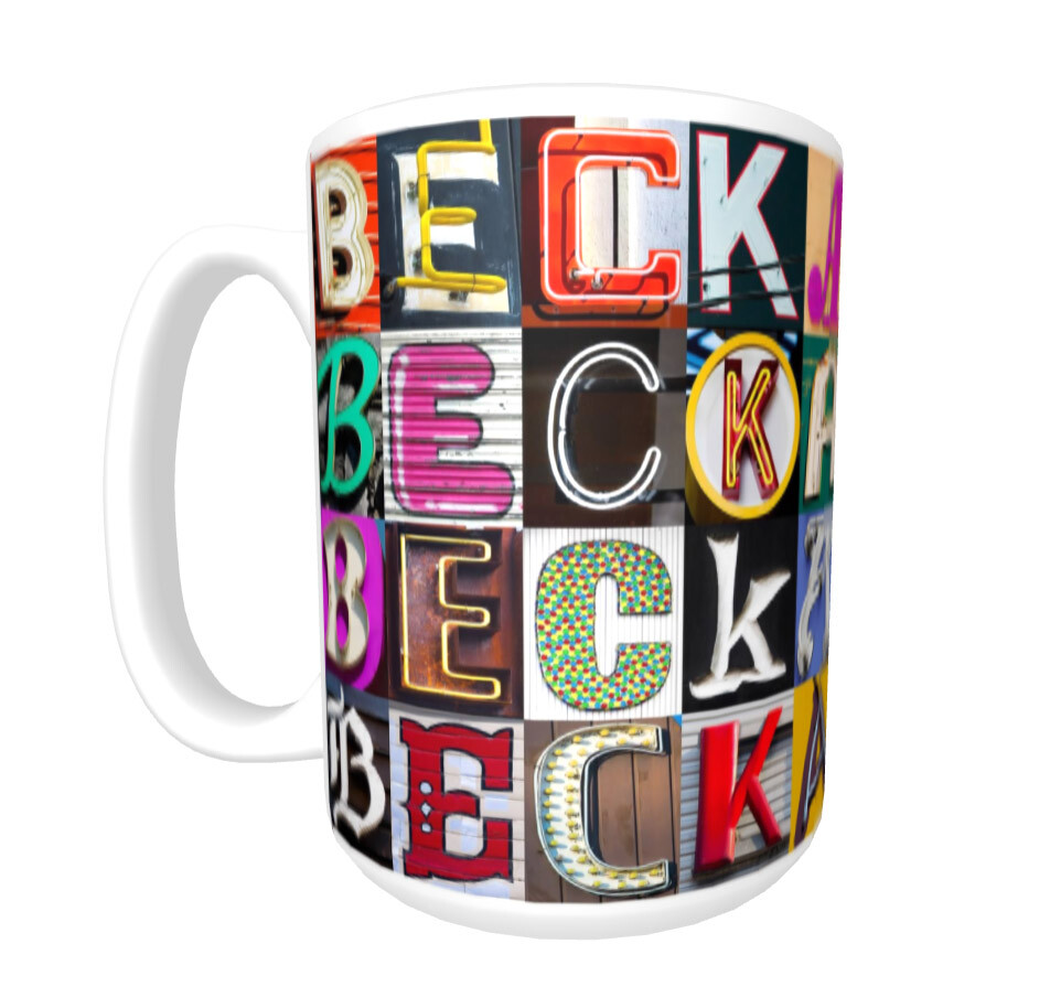 BECKA Coffee Mug / Cup featuring the name in photos of sign letters | eBay