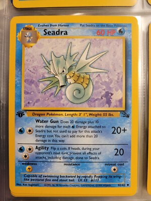 Pokemon Card Seadra 42/62 Fossil 1ST EDITION - Fair Condition | eBay