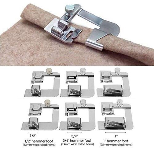 6PCS Rolled Foot Domestic Sewing Machines Snap Feet Presser(1",3/4",1/2 ...