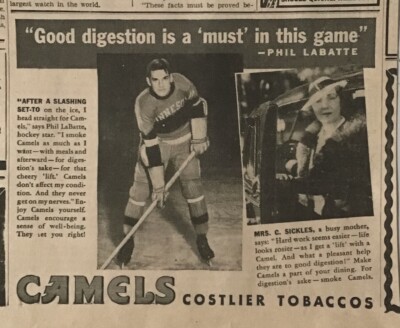 1936 newspaper ad for Camels - Phil LaBatte Minnesota hockey player | eBay