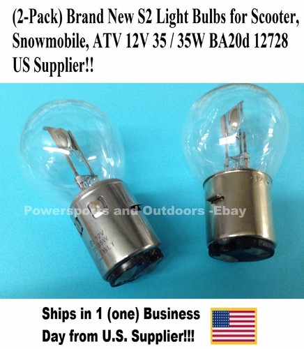 (2-Pack) Brand New S2 Light Bulbs for Scooter, Snowmobile, ATV 12V35 ...