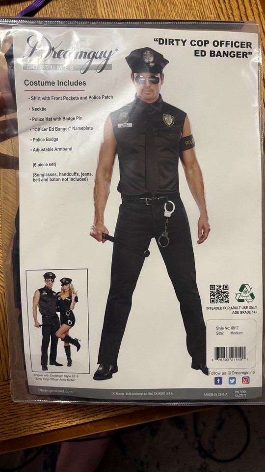 Dirty Cop Officer Ed Banger Mens Halloween Costume Size Medium New | eBay