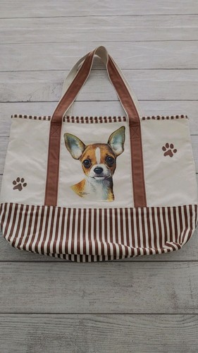 CHIHUAHUA CANVAS TOTE BAG EXTRA LARGE PET PORTRAIT BY ARTIST DAVID ...