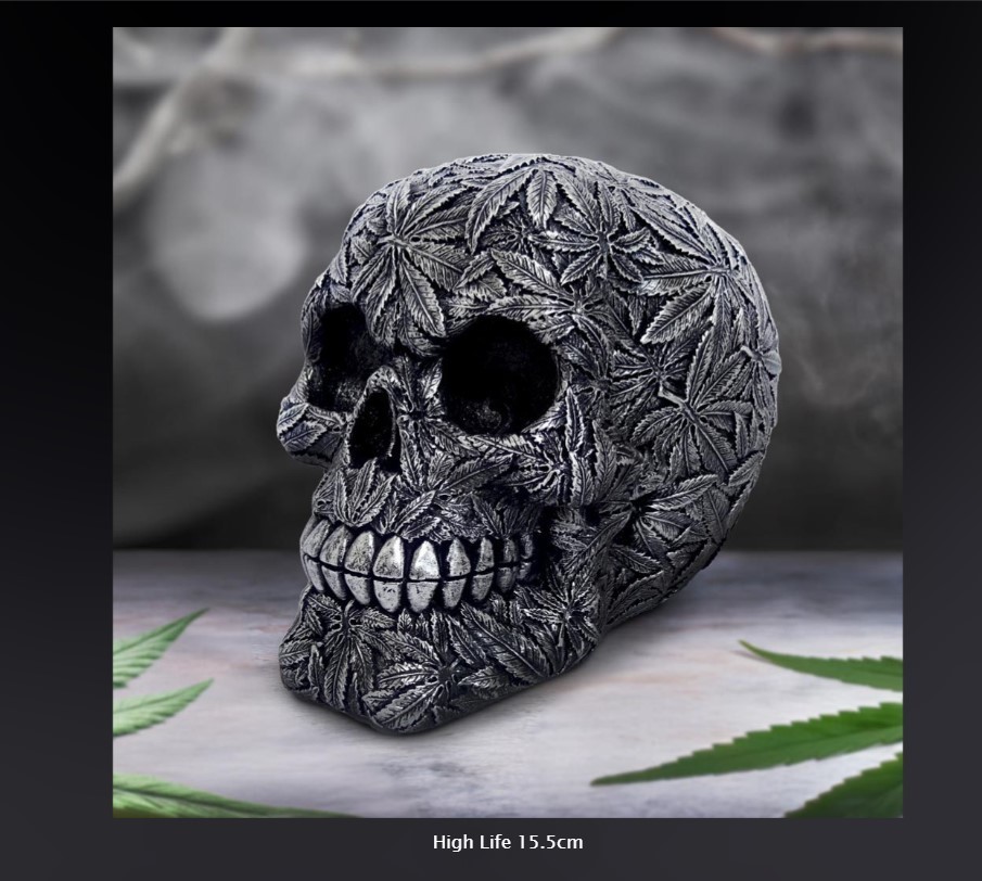 Nemesis Now HIGH LIFE Cannabis Marijuana Leaf Embellished Skull 15.5cm ...