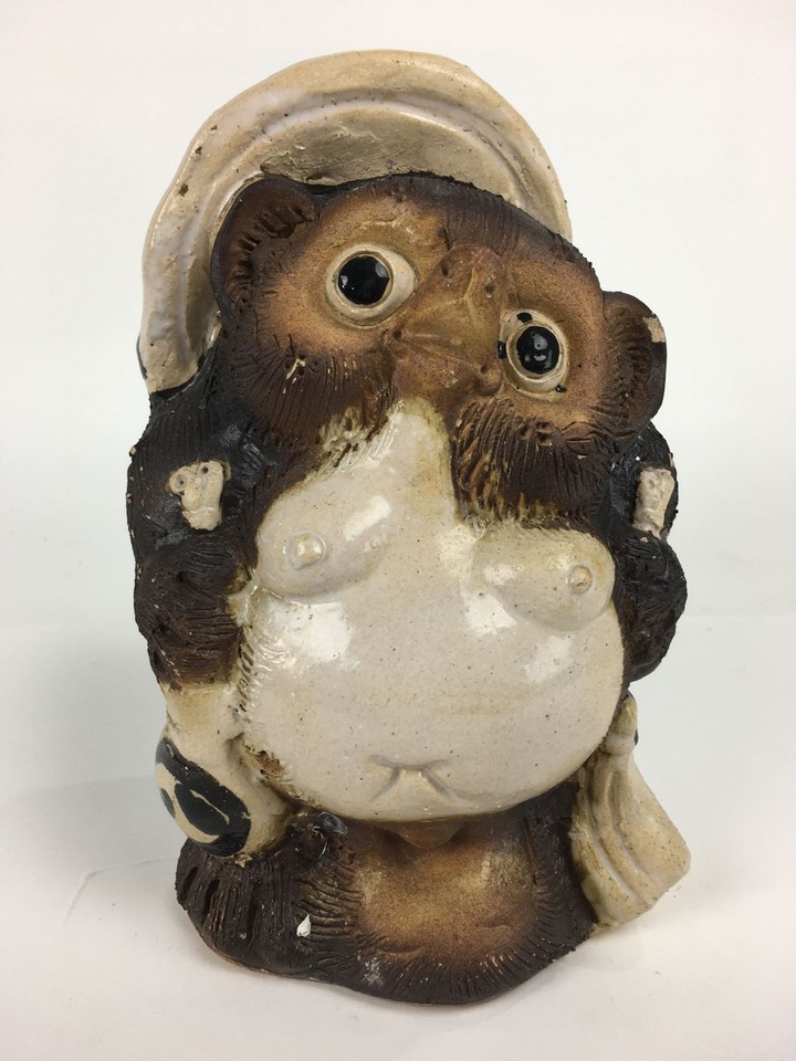 Japanese Tanuki Ceramic Raccoon Dog Shigaraki ware Statue Vtg Pottery ...