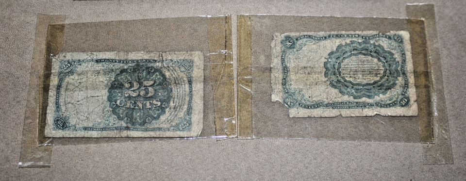 10 Cent & 25 CENT FRACTIONAL NOTES circa 1862 + German 50 Million Mark ...