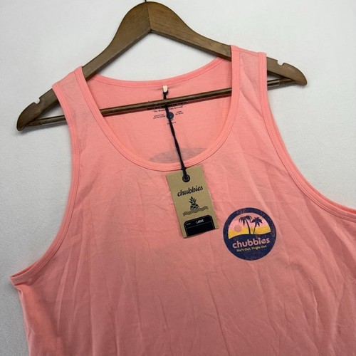 Chubbies Shirt Men's Large Pink Tank Top Trop and Lock Palm Trees ...