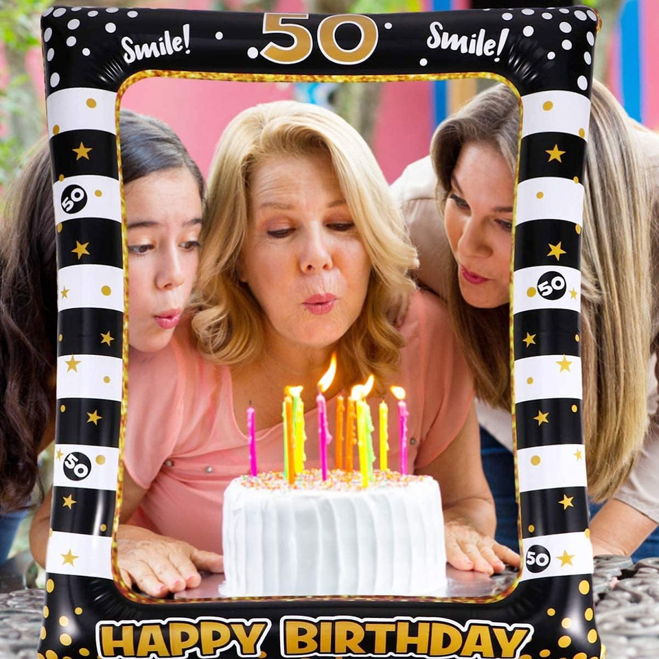 50Th Birthday Photo Booth Frame, Inflatable Selfie Frame and 24 Pcs ...