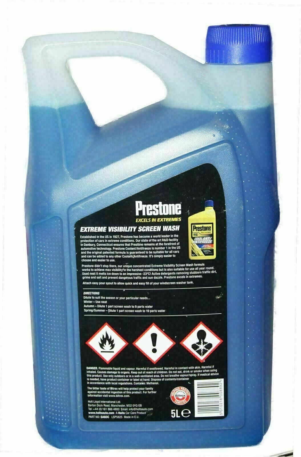Prestone Screenwash 5L Concentrate 4 Seasons Car Van Truck Bus Makes ...