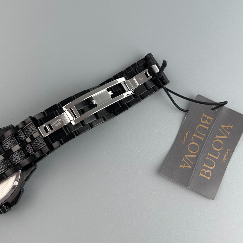 Bulova Men's Octava Crystal Chronograph Quartz Watch Pave Black Dial ...