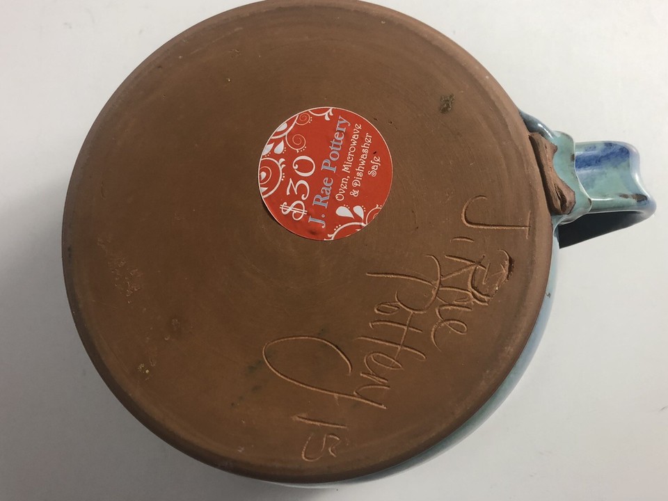 Pottery Mixing Bowl with Spout & Handle~ Blue~ Handmade~ 9” Wide~ J ...