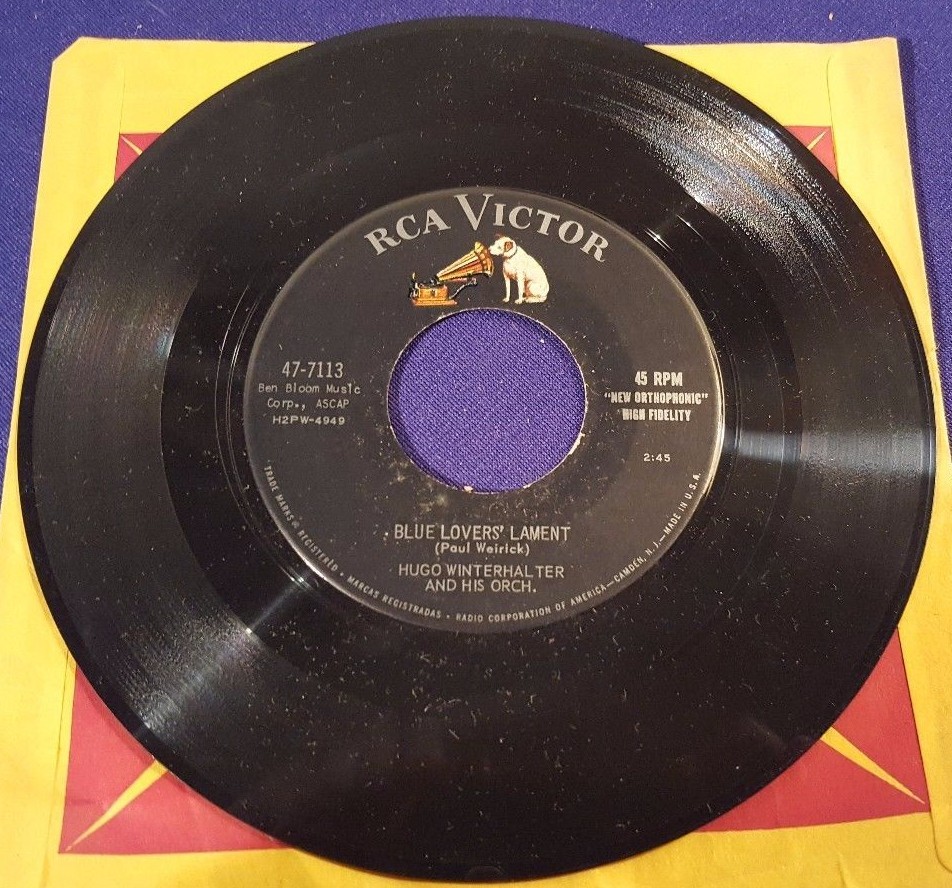 HUGO WINTERHALTER Moonlight in Capri/Blue Lovers Lament 45 Record RCA ...