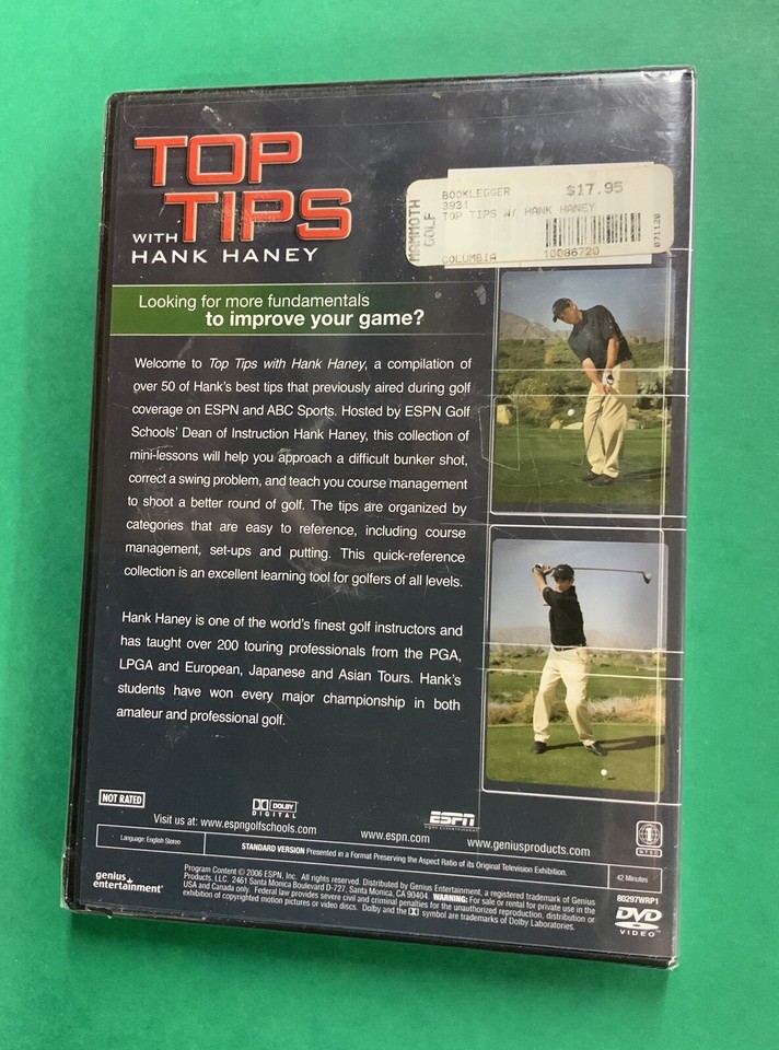Hank Haney: ESPN Golf Schools - Top Tips - DVD By Hank Haney - NEW ...