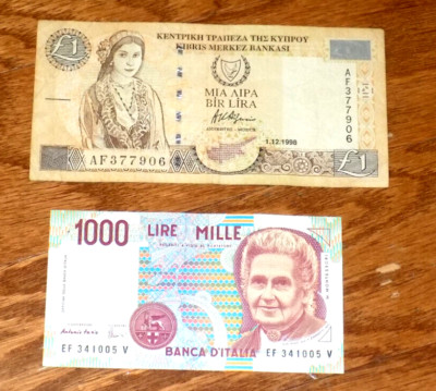 CYPRUS 1998 POUND + 1000 LIRE ITALY Mediterranean Set CIRCULATED ...