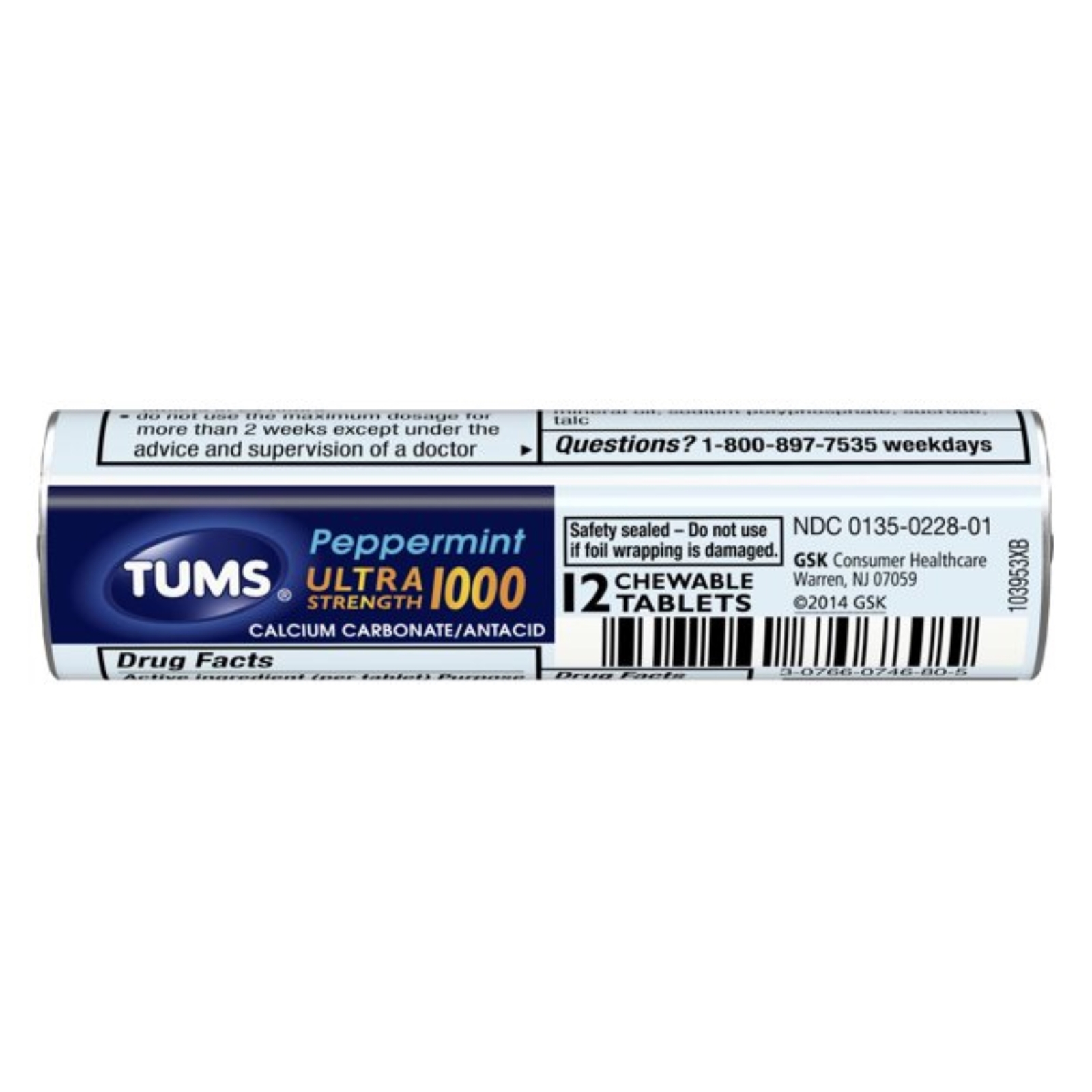 17 Rolls TUMS Antacid Ultra Strength 1000 Peppermint Total of 204 ...