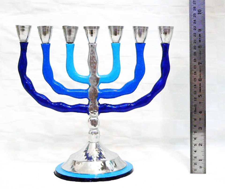 Large Jerusalem Temple Menorah Metal 7 Branch Holy Land Jewish Lamp ...