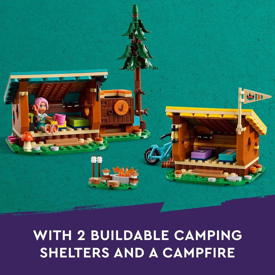 LEGO Friends Adventure Camp Cozy Cabins Camping Toy, Kids’ Nature ...