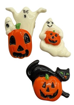 Vintage Halloween Ghost Ghouls Black Cat Pumpkin Button Cover Lot | eBay