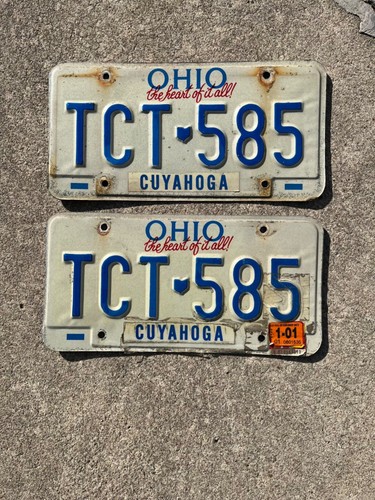 PAIR 2001 Ohio License Plates - "TCT 585” pair CUYHOGA | eBay