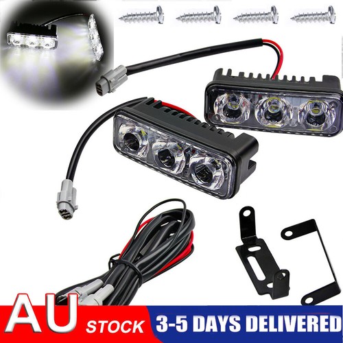 2X Super Bright 3 LED Daylight Running Lights Daytime Driving Light DRL ...