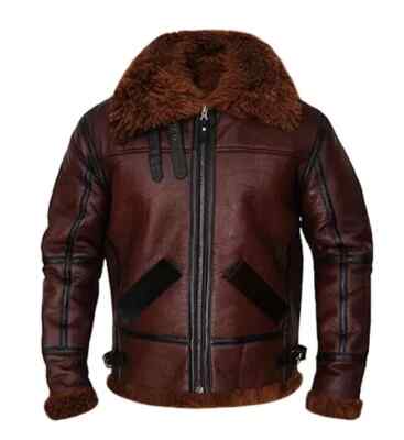 B3 RAF Brown Bomber Flying Aviator Fur Irvin Real Leather Shearling ...