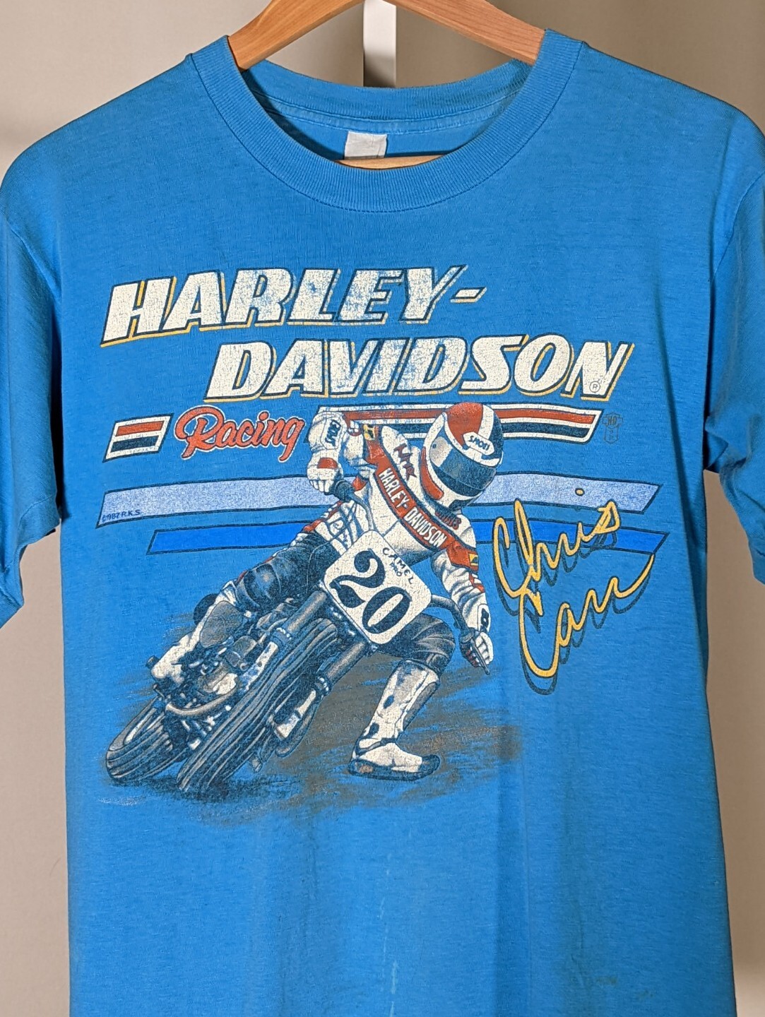 Harley Davidson 80s Chris Carr Motorcycle Racing T-Sh… - Gem
