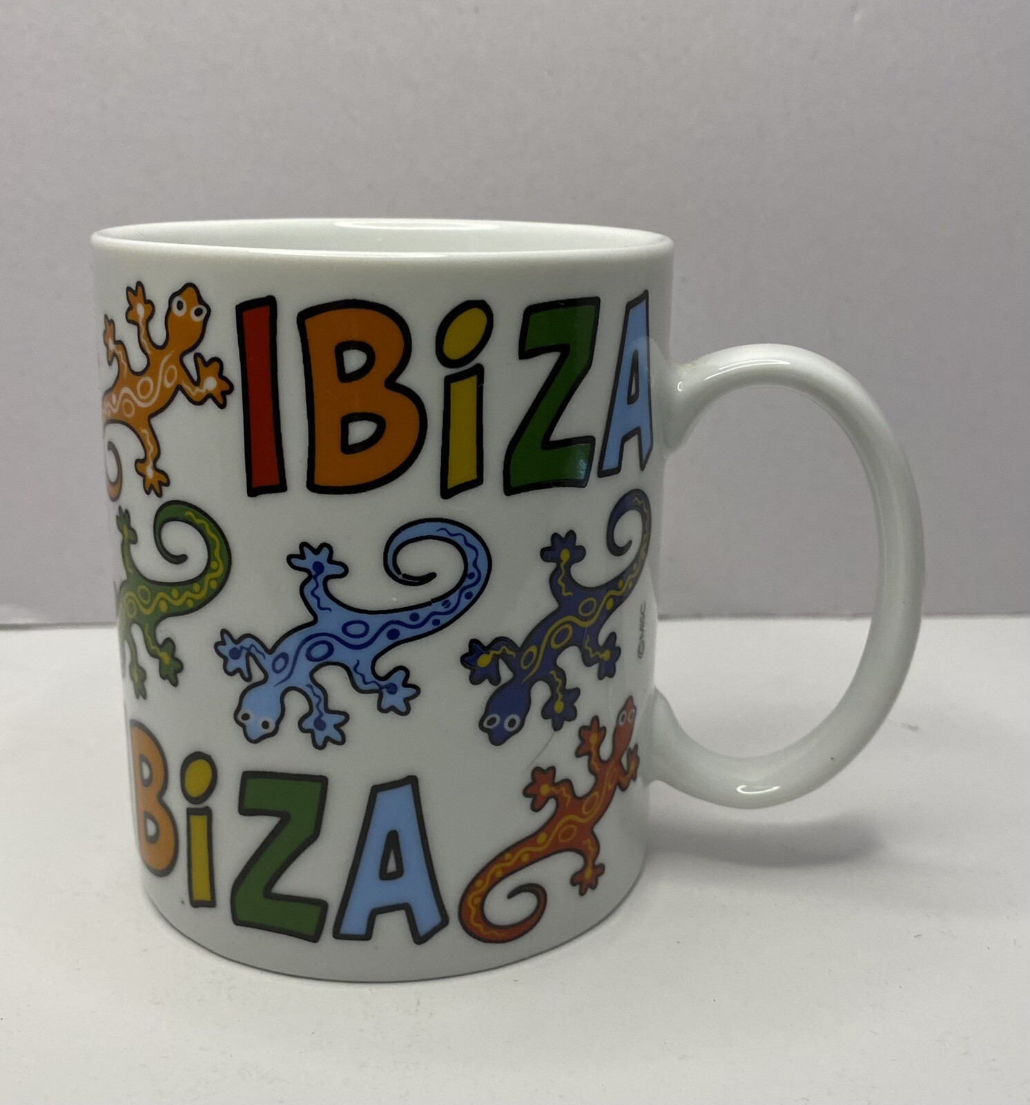Gecko Lizard Design Coffee Cup Mug Ibiza Souvenir Colorful Whimsical | eBay